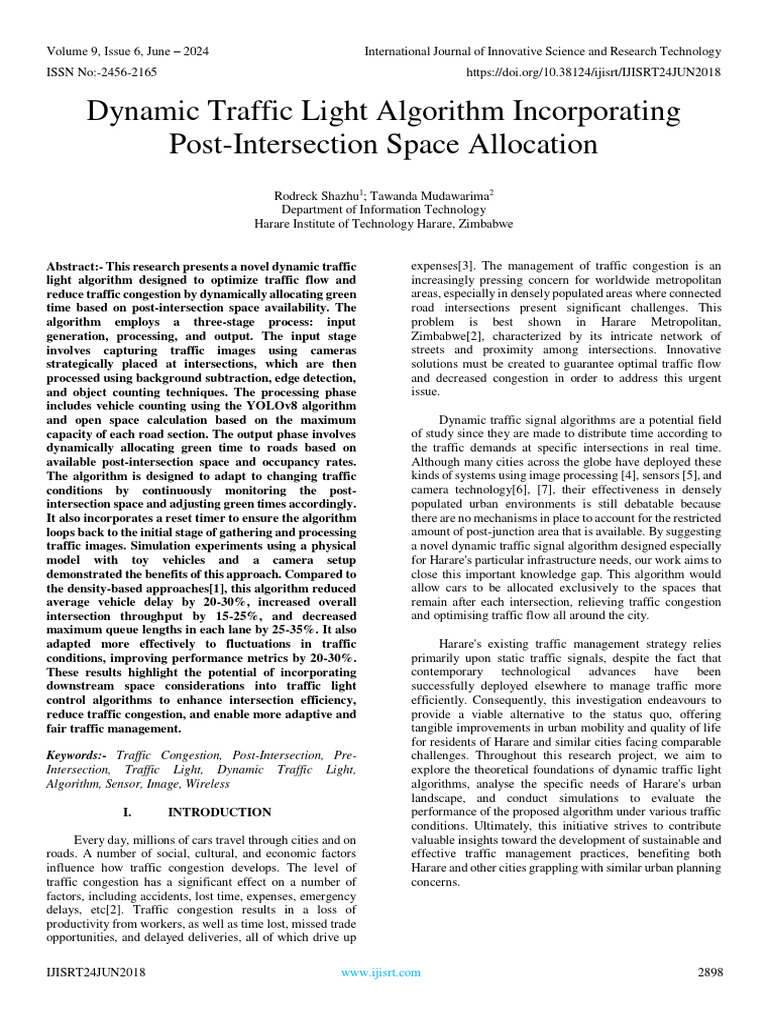 Dynamic Traffic Light Algorithm Incorporating Post-Intersection Space ...