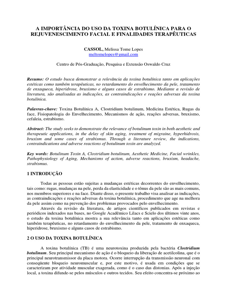Melissa Tomé Lopes Cassol | PDF | Toxina botulínica | Medicina Clínica