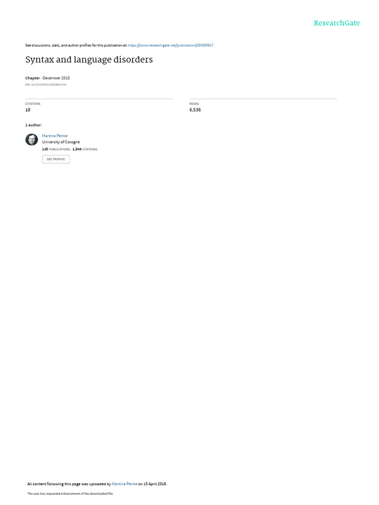 Syntax and Language Disorders | PDF | Syntax | Aphasia