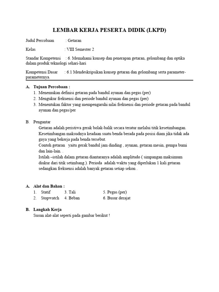 LKPD Getaran (Eksperimen) | PDF