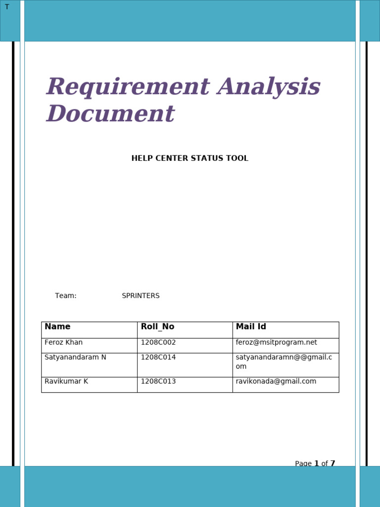 Team7 Requirement Analysis Week5 | PDF | World Wide Web | Internet & Web