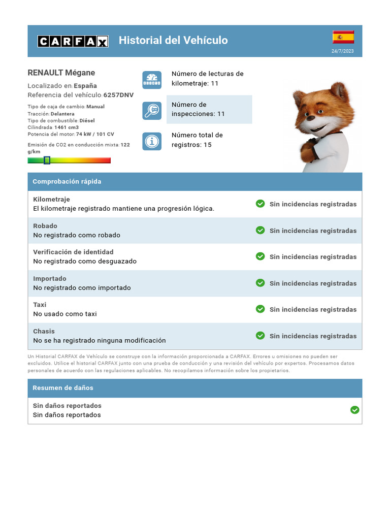 Muchas Gracias - Historial CARFAX de Vehículos - CARFAX | PDF | Dióxido de carbono