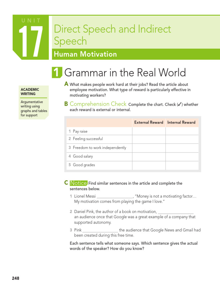 Understanding Direct and Indirect Speech | PDF | Motivation | Motivational