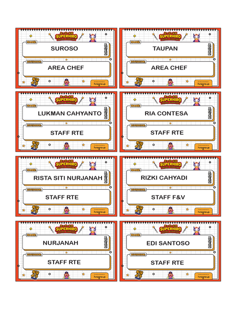 Super Hiro Name Tag Tempplate Ai | PDF