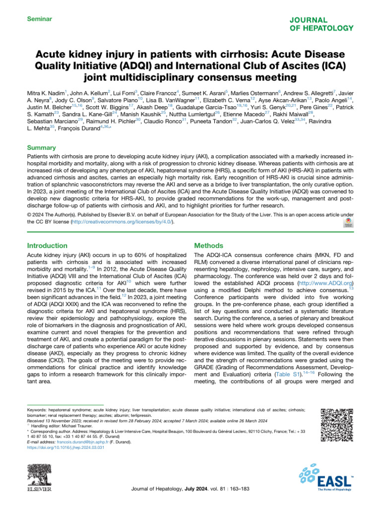 Acute Kidney Injury in Patients With Cirrhosis | PDF | Chronic Kidney ...