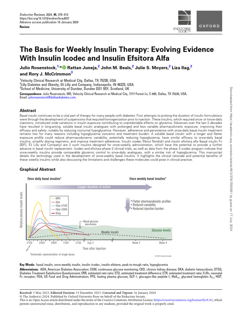 The Basis For Weekly Insulin Therapy - Insulin Icodec and Insulin ...