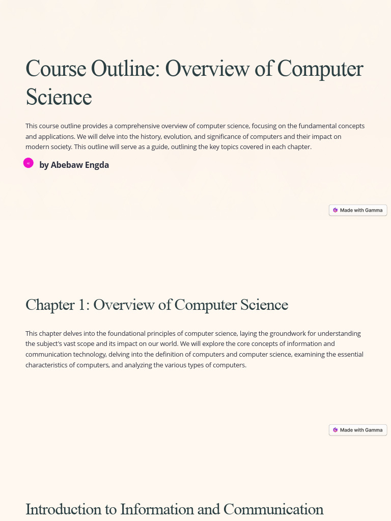 Course Outline Overview of Computer Science | PDF | Computer Science ...