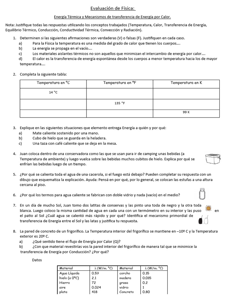 Evaluación TyC | PDF | Calor | Ingeniería Química
