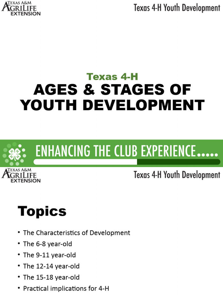 Quality 4 H Club Experience - Ages and Stages of Youth Development ...