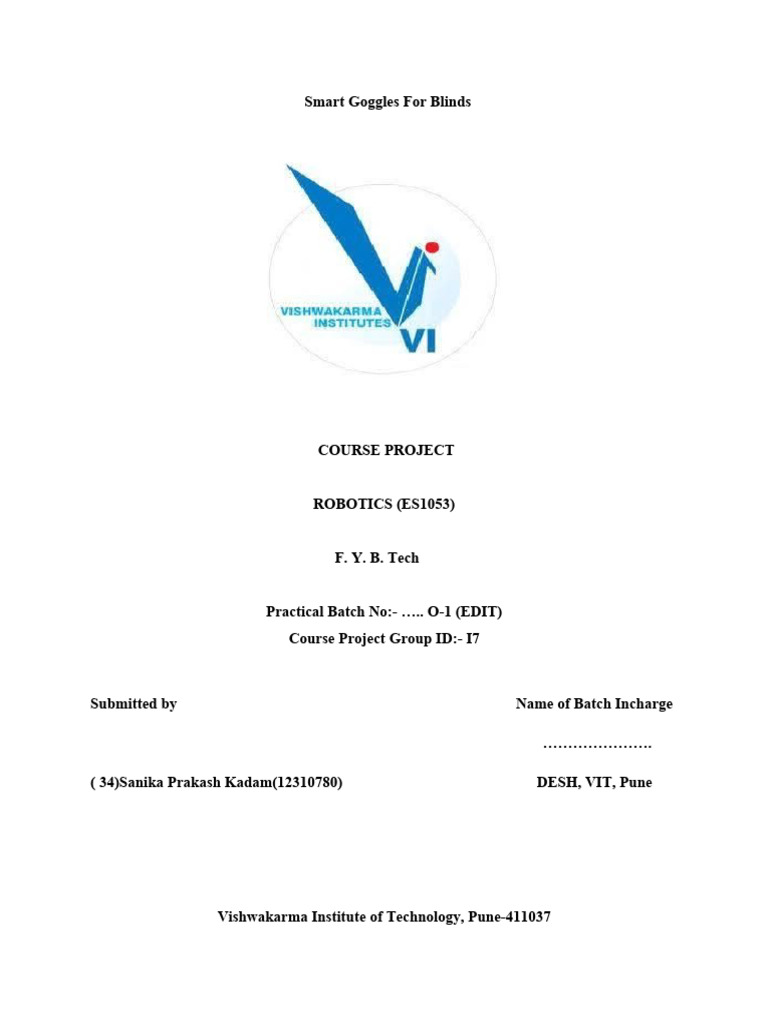 Robotics - COURSE PROJECT REPORT TEMPLATE - FORMAT FRONT PAGES SEM 2 - 23-24-1 | PDF | Visual ...