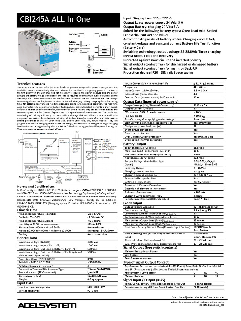 Adel System CBI245A | PDF | Power Supply | Alternating Current