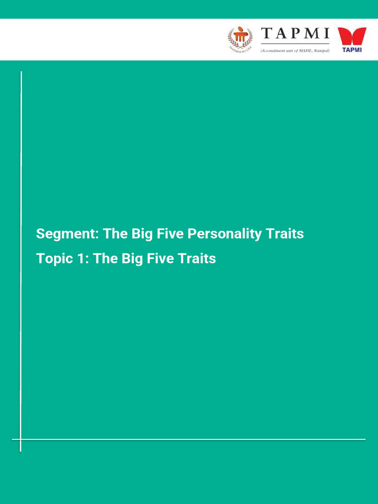 RM - The Big Five Personality Traits | PDF | Extraversion And Introversion | Psychological Concepts