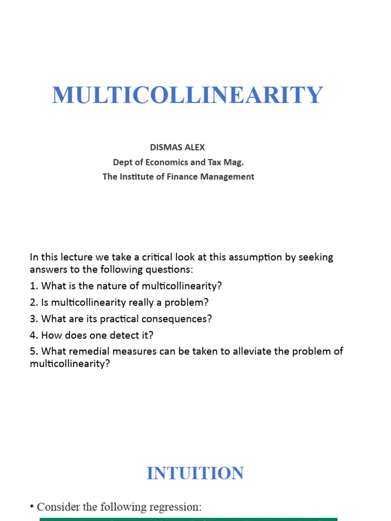 Multicollinearity 074432 | PDF | Multicollinearity | Regression Analysis