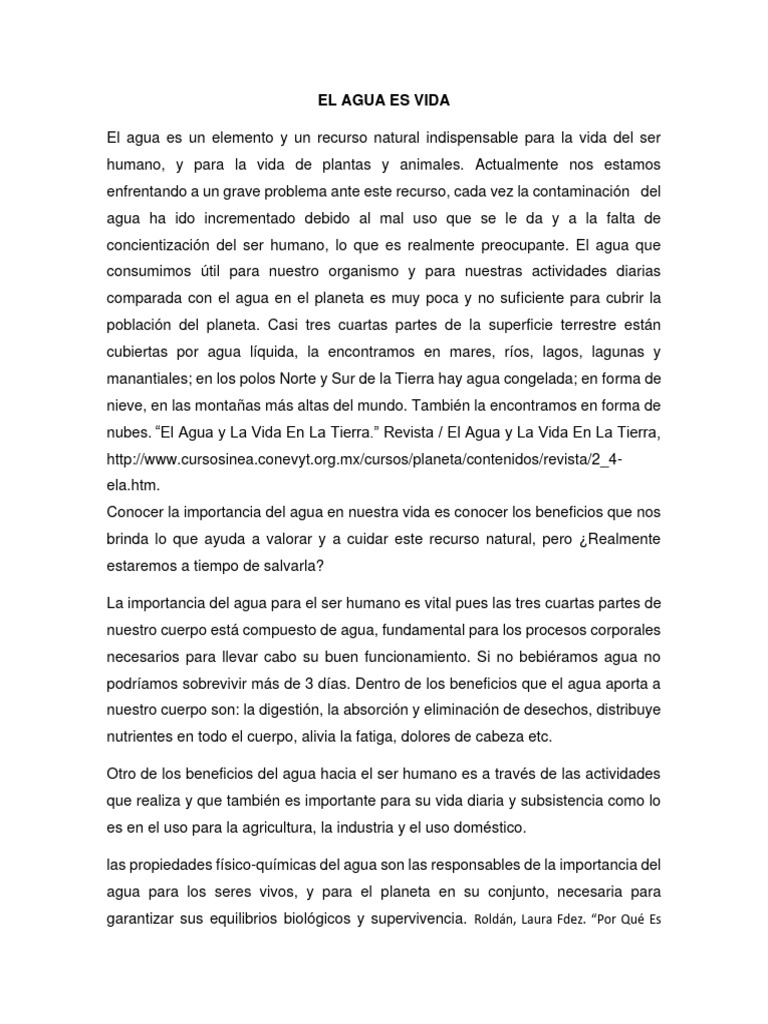 Importancia del Agua para la Vida | PDF | Agua | Vida