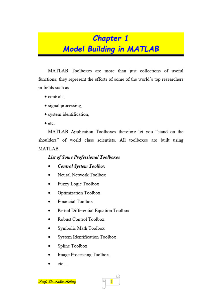 Lec 1 Model Building In Matlab Pdf Applied Mathematics Control Theory