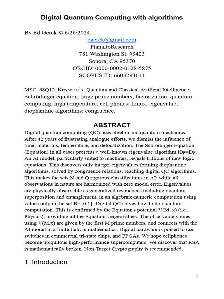 Digital Quantum Computing With Algorithms Revised | PDF | Prime Number | Eigenvalues And ...