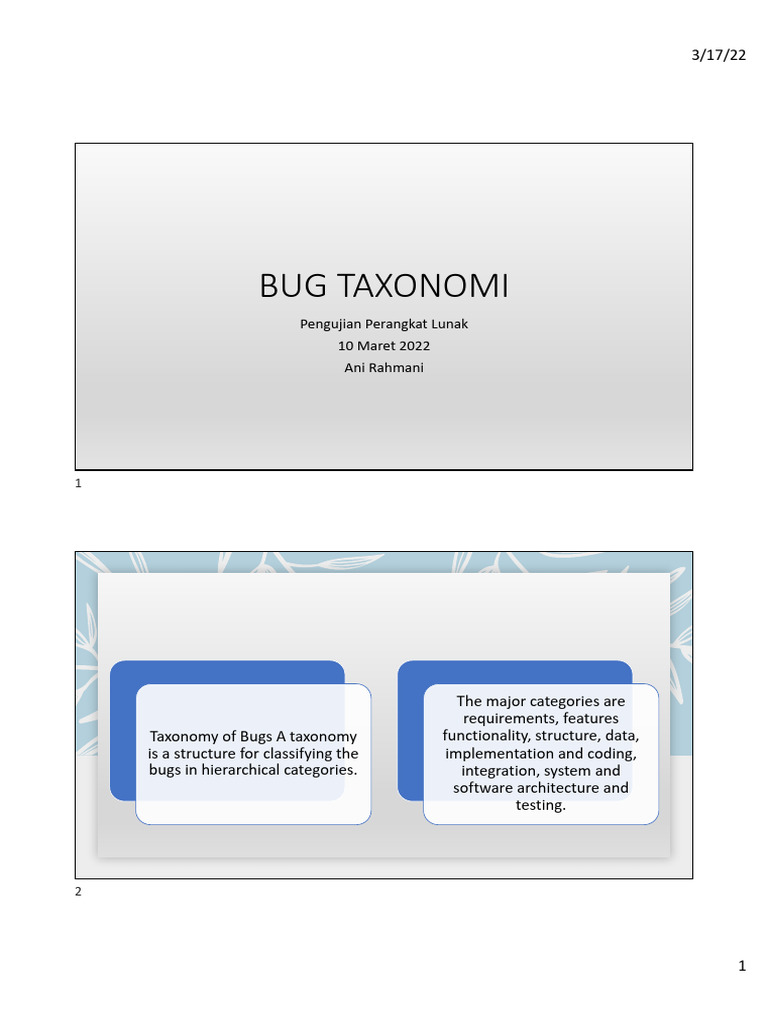 SW - Testing - BUG TAXONOMI - 10maret2022 | PDF | Software Bug ...