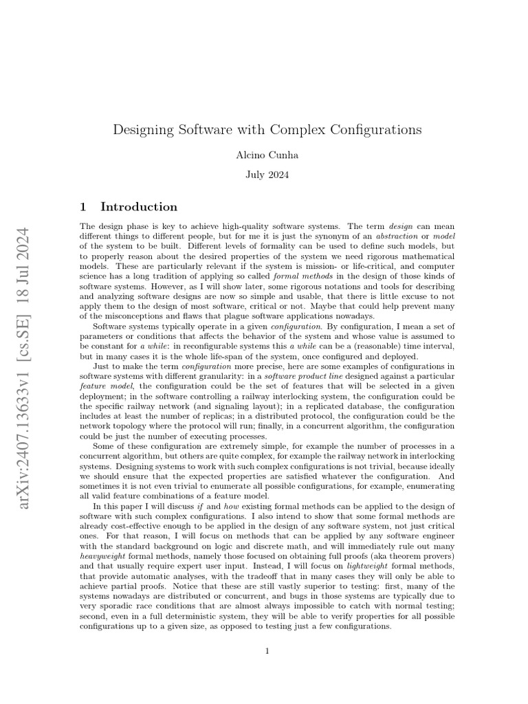designing_software_with_complex_configuration | PDF | Function (Mathematics) | Formal Methods