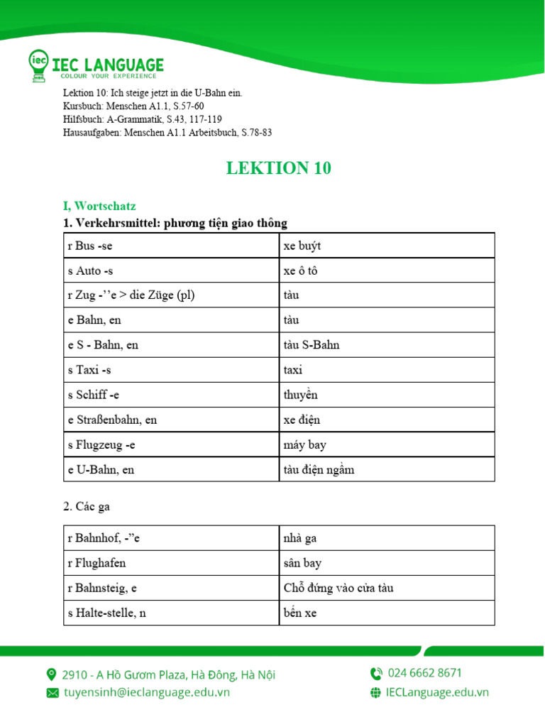 A1. Lektion 10 | PDF