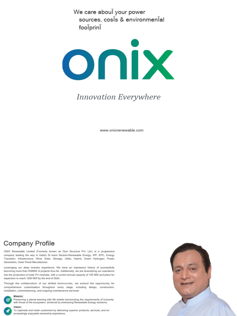 Onix Renewable Limited: Company Overview | PDF | Wind Power | Renewable ...