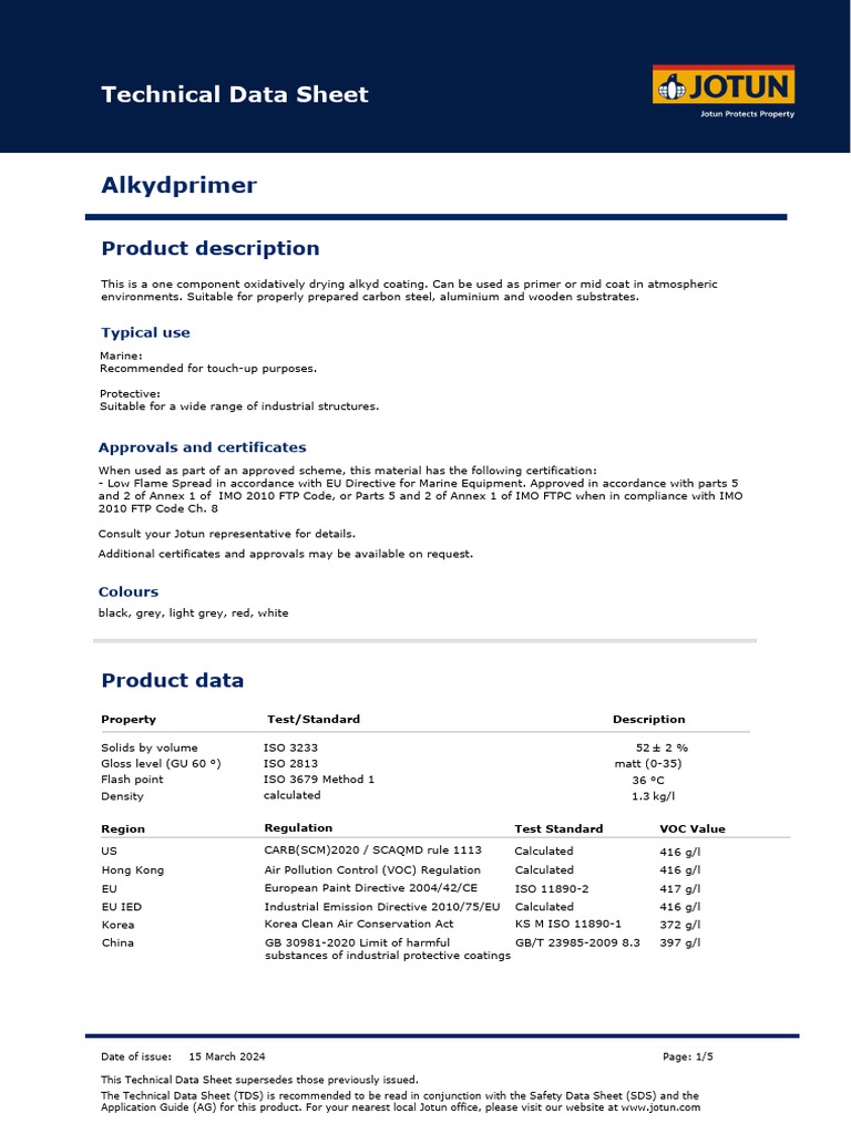 TDS 343 Alkydprimer Euk GB | PDF | Abrasive | Paint