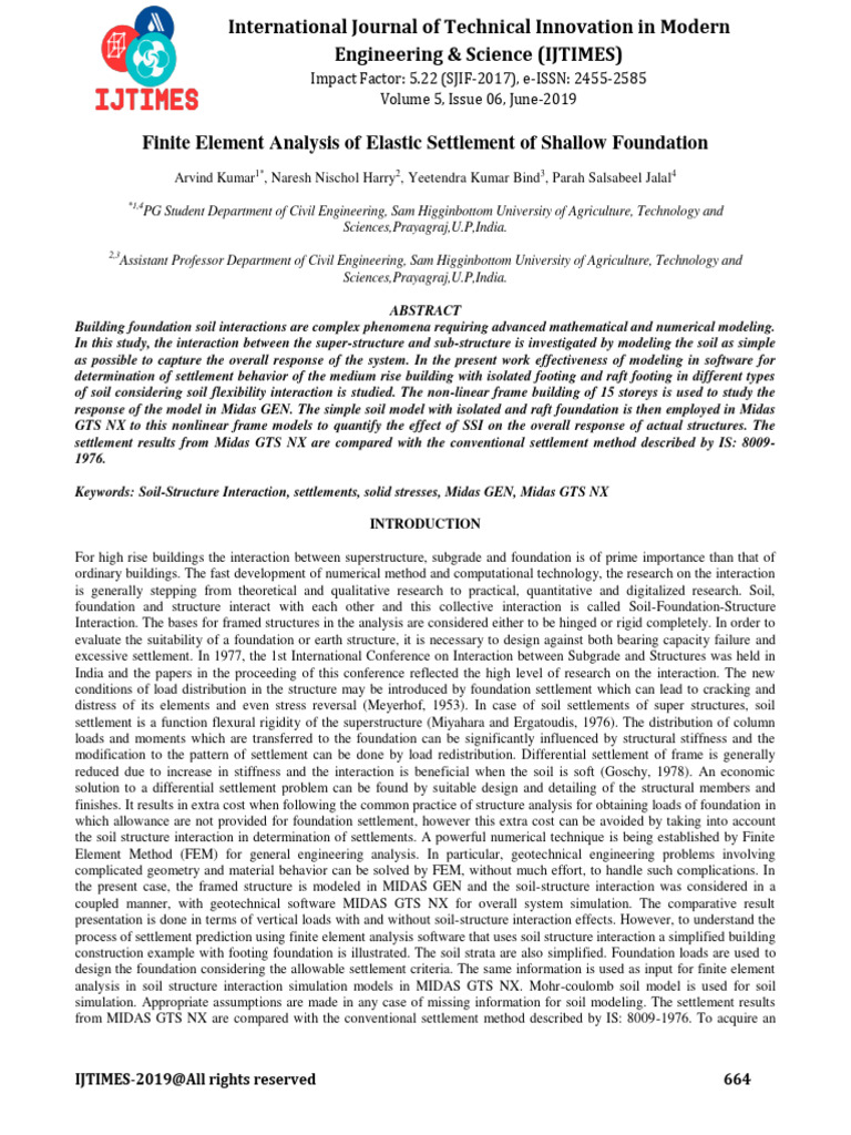 Finite Element Analysis of Elastic Settlement of Shallow Foundation | PDF | Finite Element ...