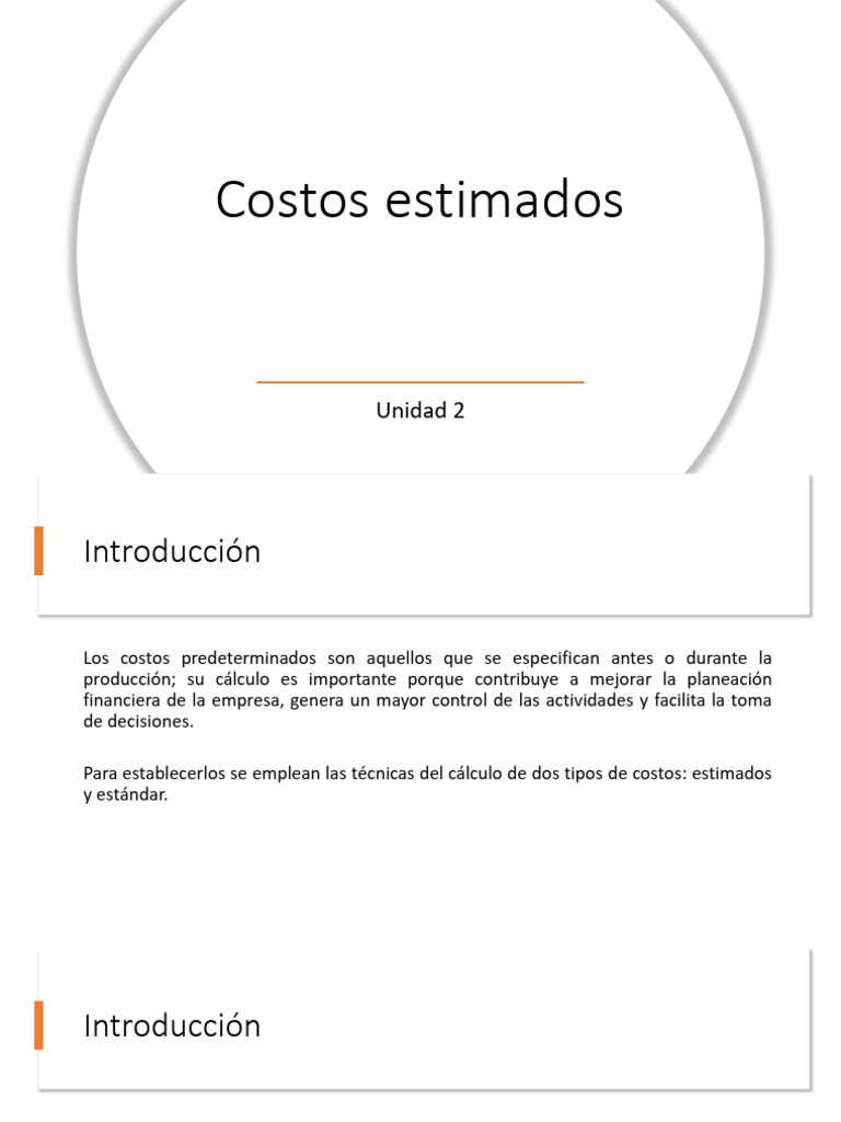 Unidad 2 Costos Estimados | PDF | Valoración (Finanzas) | Costo