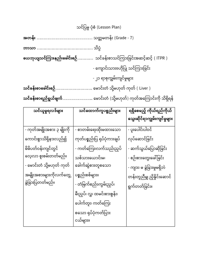 Lesson Plan For Middle School Teachers | PDF