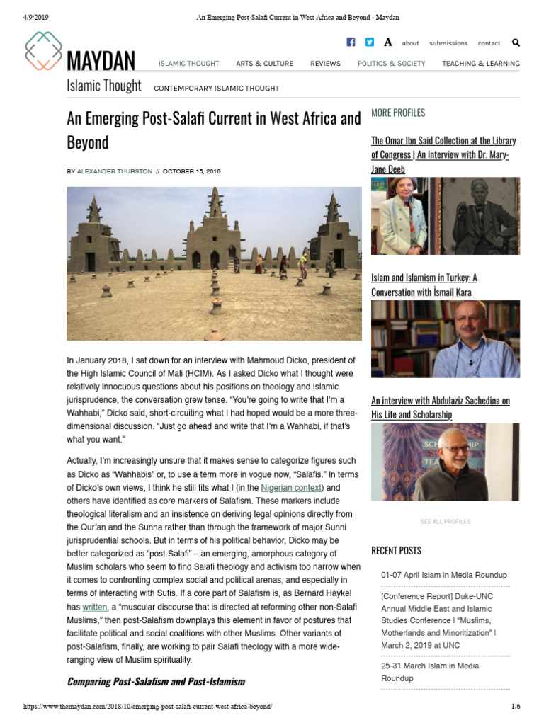 Alexandre Thurston - An Emerging Post-Salafi Current in West-Africa and ...