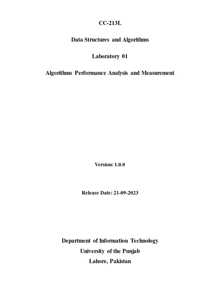 Data Structures And Algorithm Lab 1 Pdf Time Complexity Algorithms