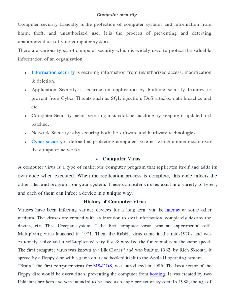 COMPUTER SECURITY & VIRUS | PDF | Computer Virus | Antivirus Software