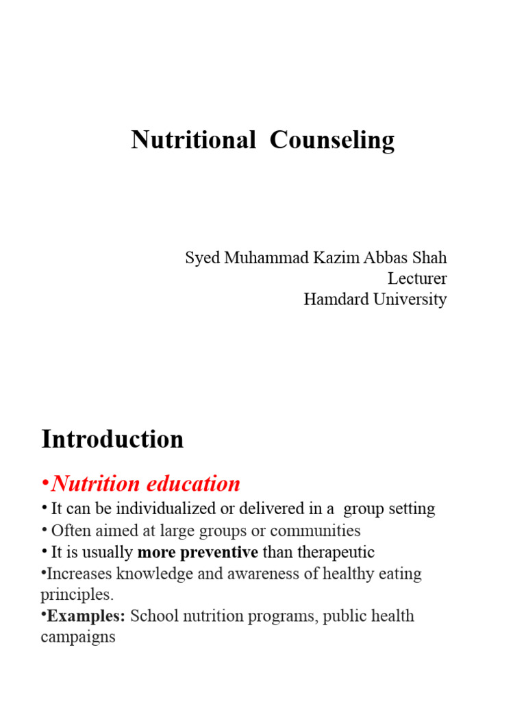 Nutritional Counseling for Healthy Living | PDF | Counseling Psychology ...