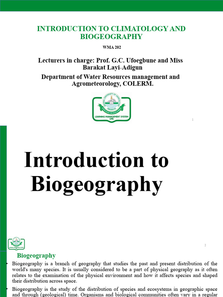 Wma 202 Module 3 - 23112022 | PDF | Ecosystem | Biogeography