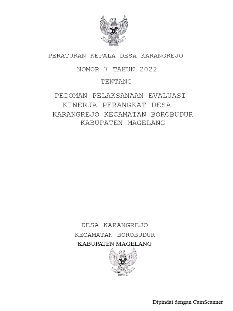 2.1 Perkades Pedoman Pelaksanaan Evaluasi Kinerja Pemdes | PDF