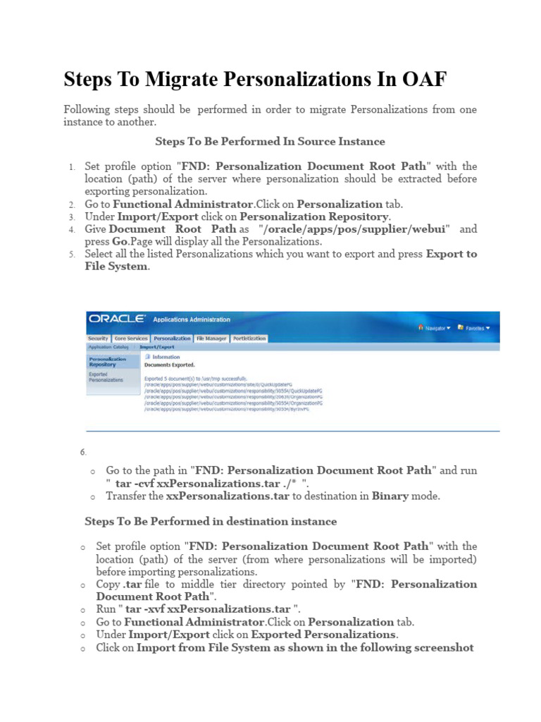 Steps To Migrate Personalizations In OAF | PDF | Boolean Data Type | Command Line Interface