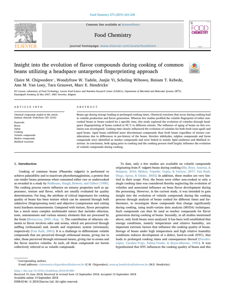 Insight Into Volatile Profiles Cooked Beans | PDF | Principal Component Analysis | Errors And ...