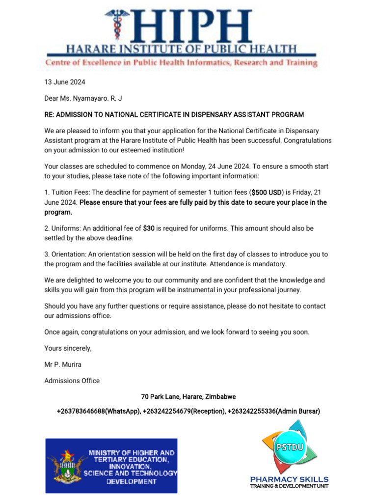 Letter of Admission | PDF