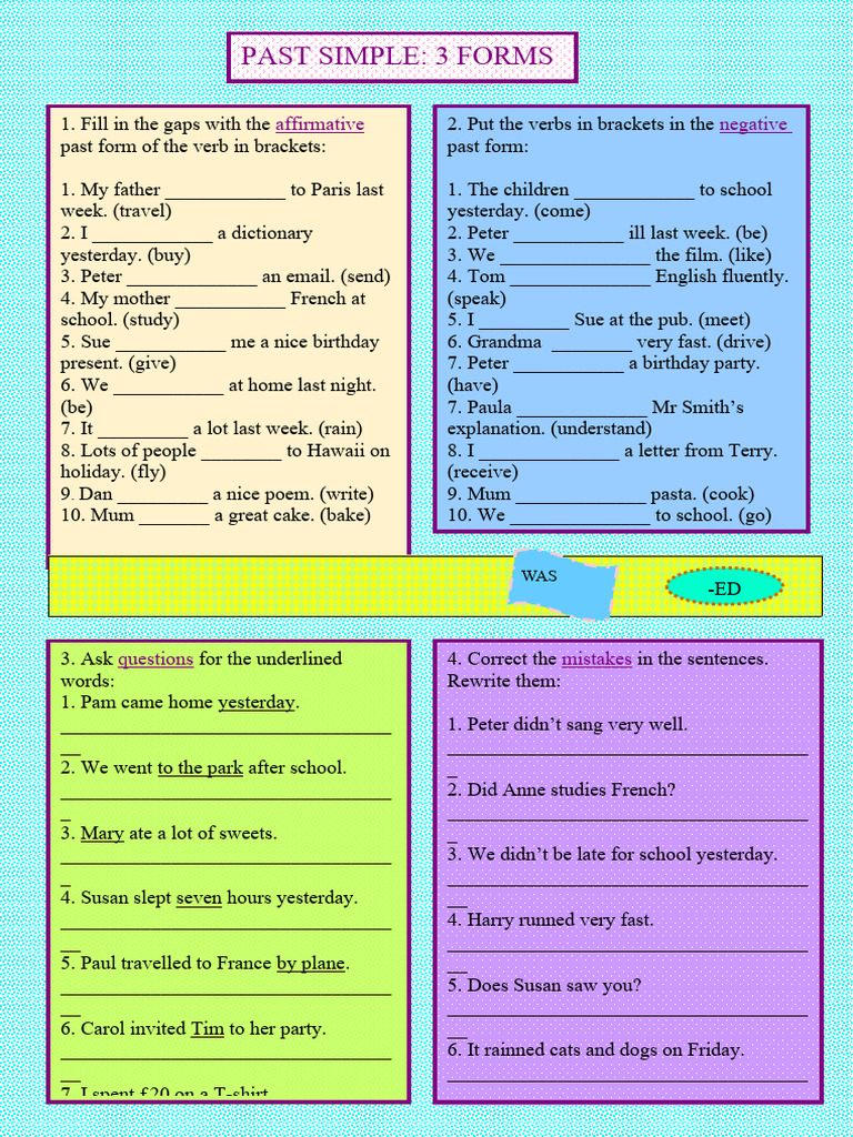 past-simple-all-forms_12084 | PDF | Language Mechanics | Linguistic Morphology