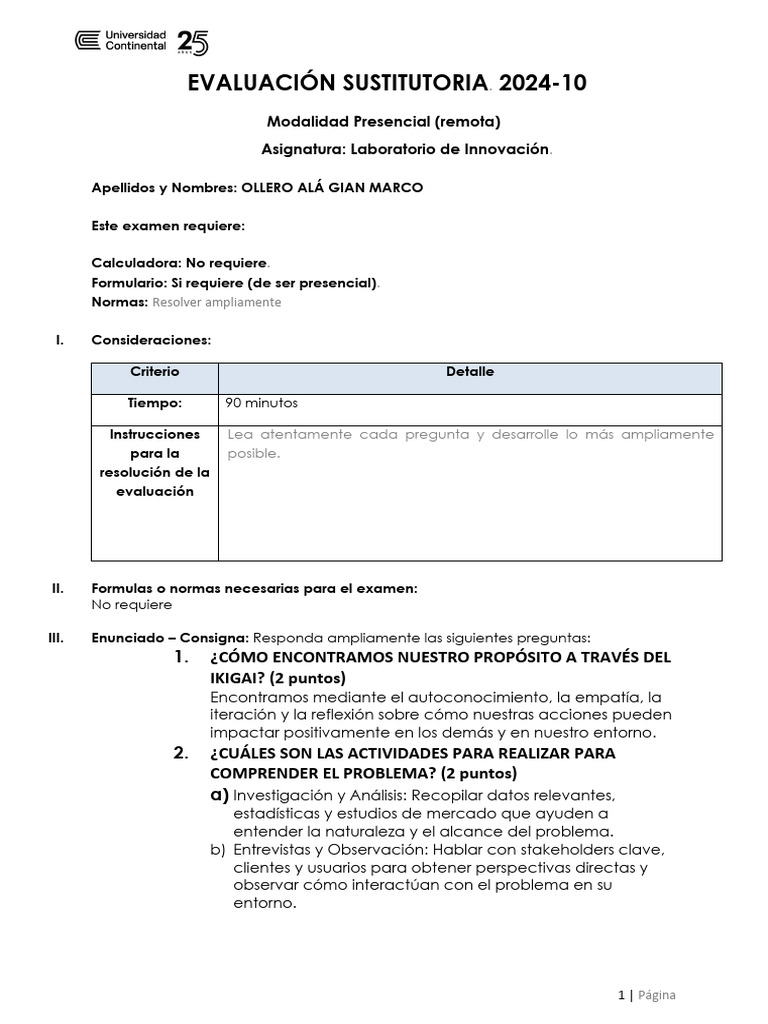 Evaluación Sustitutoria 2024 | PDF | Evaluación | Investigación de mercado