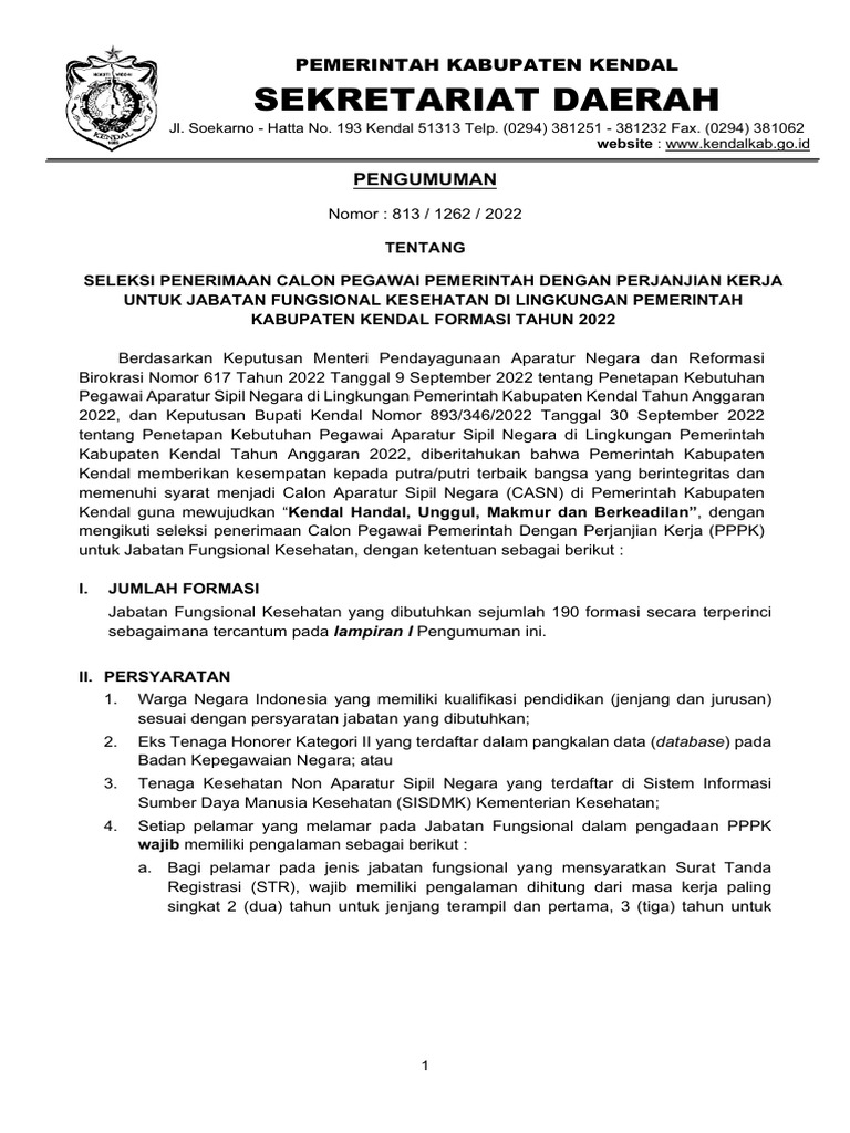 Pengumuman Formasi P3K Nakes 2022 | PDF | Pengelolaan Keuangan & Uang