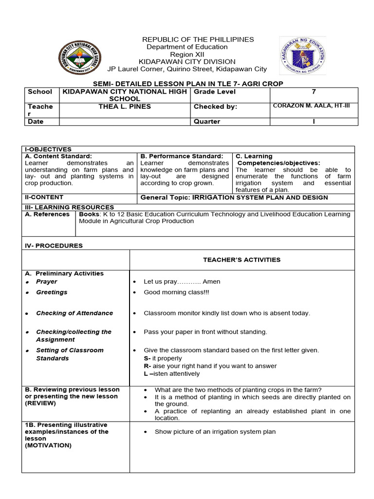 LP TLE 7 Irrigation | PDF | Irrigation | Water