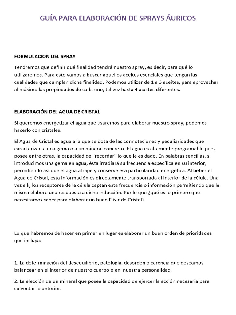 Guía de Elaboración de Sprays Áuricos 2 | PDF | Las emociones | Ansiedad