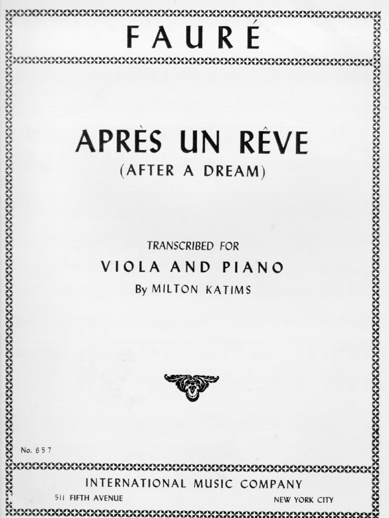 Faure - Apres Un Reve (Transcr For Viola o Cello & Piano) | PDF