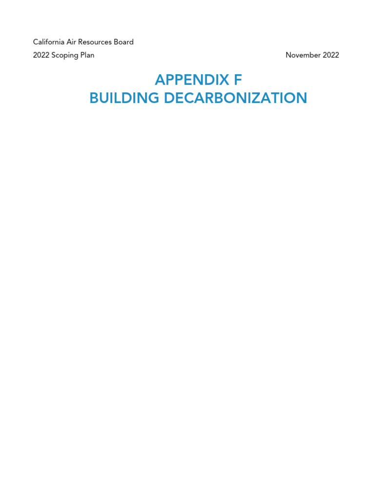 2022 SP Appendix F Building Decarbonization | PDF | Climate Change ...