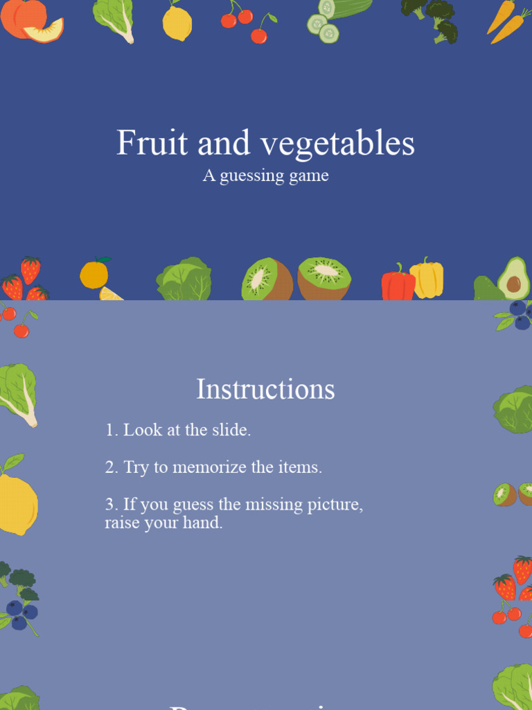 Fruit and Vegetables Guessing Game | PDF