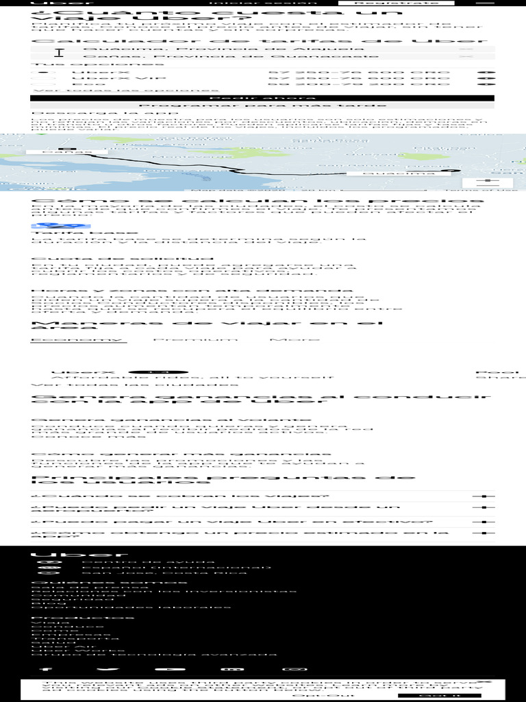 Calculador de Tarifas de La App de Uber Uber Costa Rica | PDF