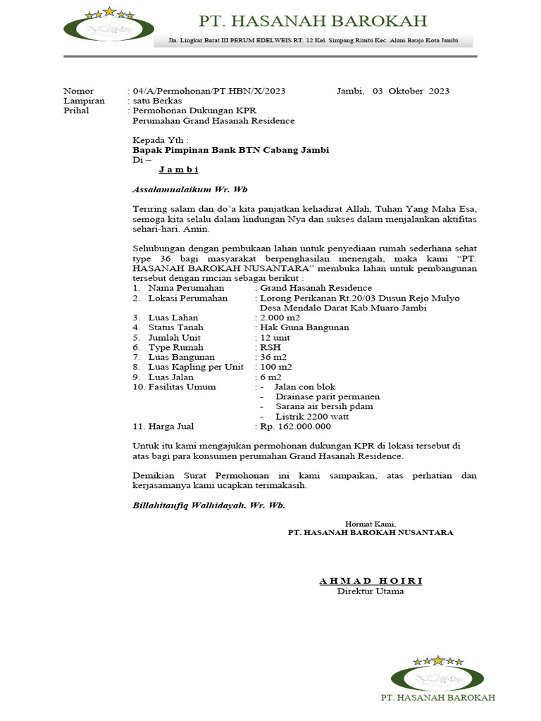 Surat Permohonan Ke BTN | PDF