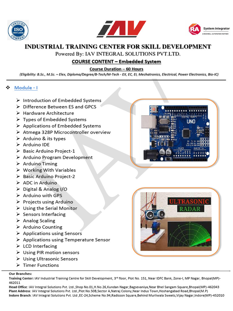 Course Contents For Embedded System Training (IAV Integral Solutions PVT LTD) | PDF | Arduino ...