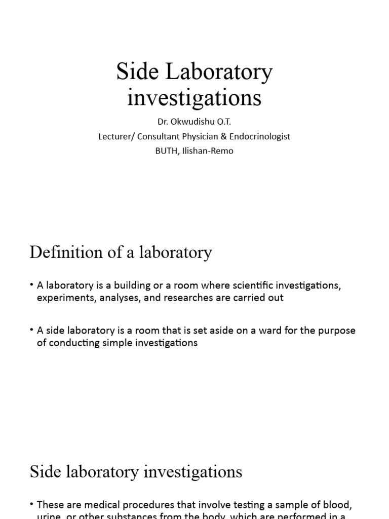 Side Laboratory Investigations | PDF | Laboratories | Hazards