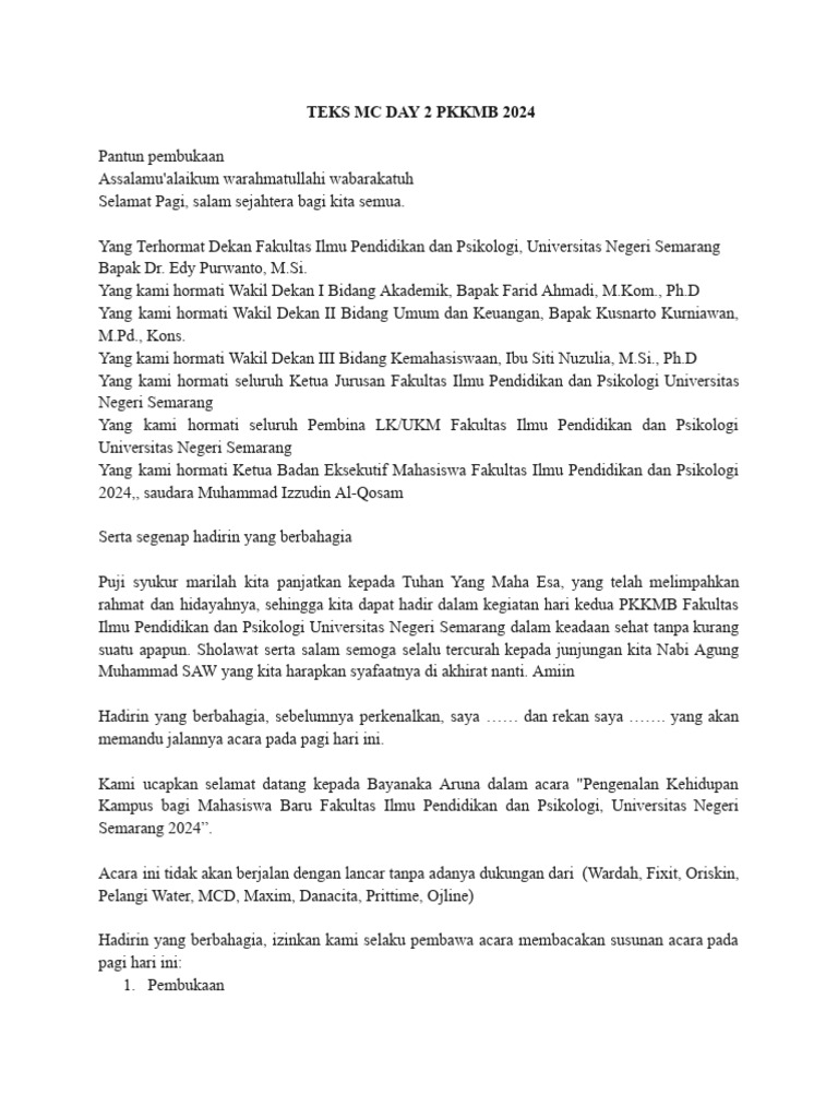 Teks Litsus MC PKKMB | PDF